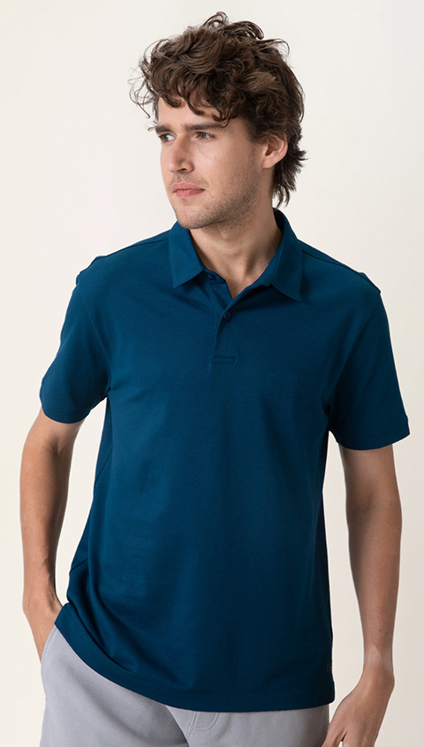 Men 2 Button Polo T-shirt Online - Teal Blue | DaMENSCH