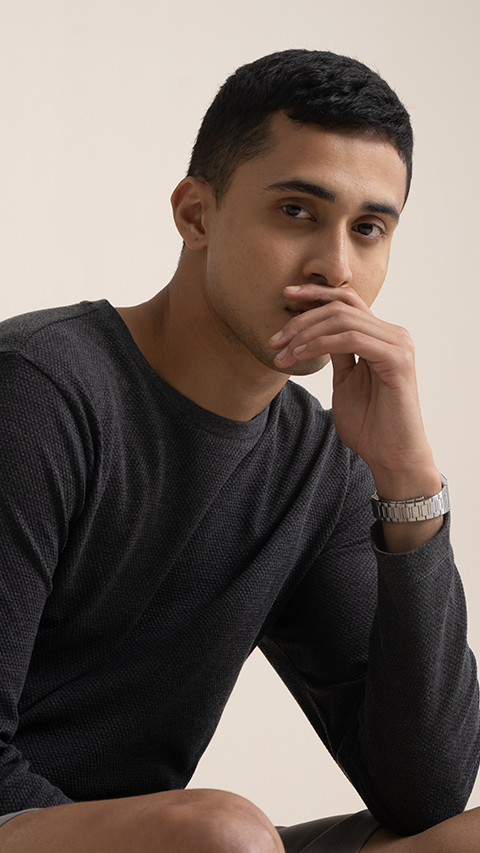 Popcorn T-shirt for Men Online - Dawn Grey | DaMENSCH