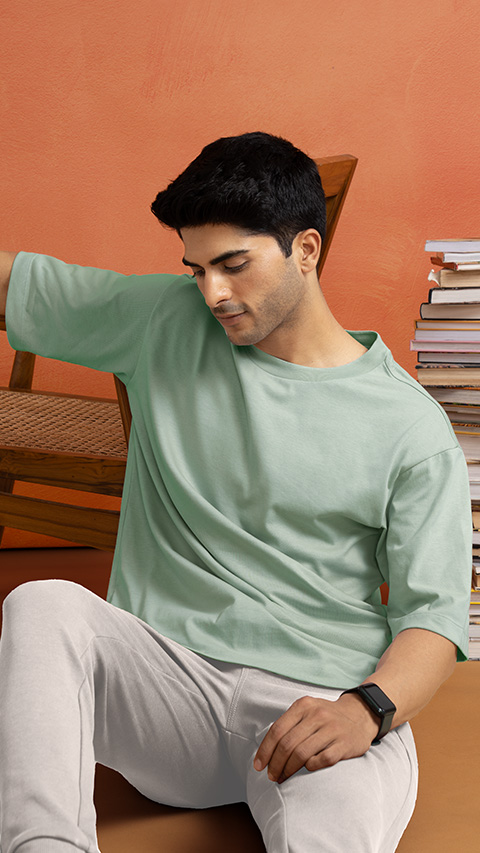 Buy Mens Mint Green Statement Oversized Tshirts | DaMENSCH